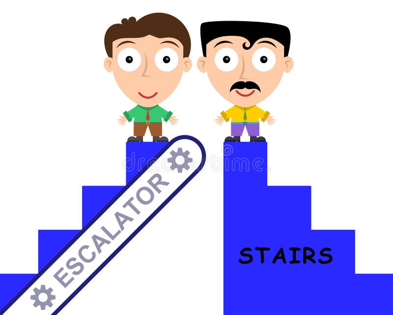 Treden en roltrap stock illustratie. Illustration of hand - 37774323