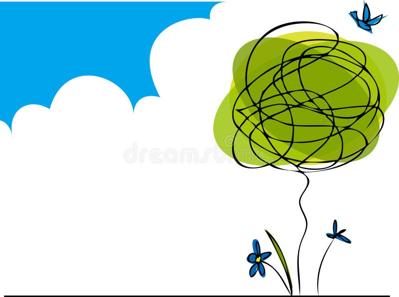 Tree stock vector. Illustration of clouds, squiggle, icon - 5387537