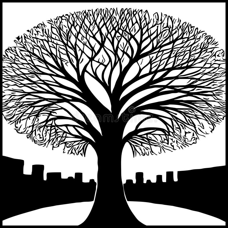 Tree . Abstract Black and White Illustration Stock Illustration ...