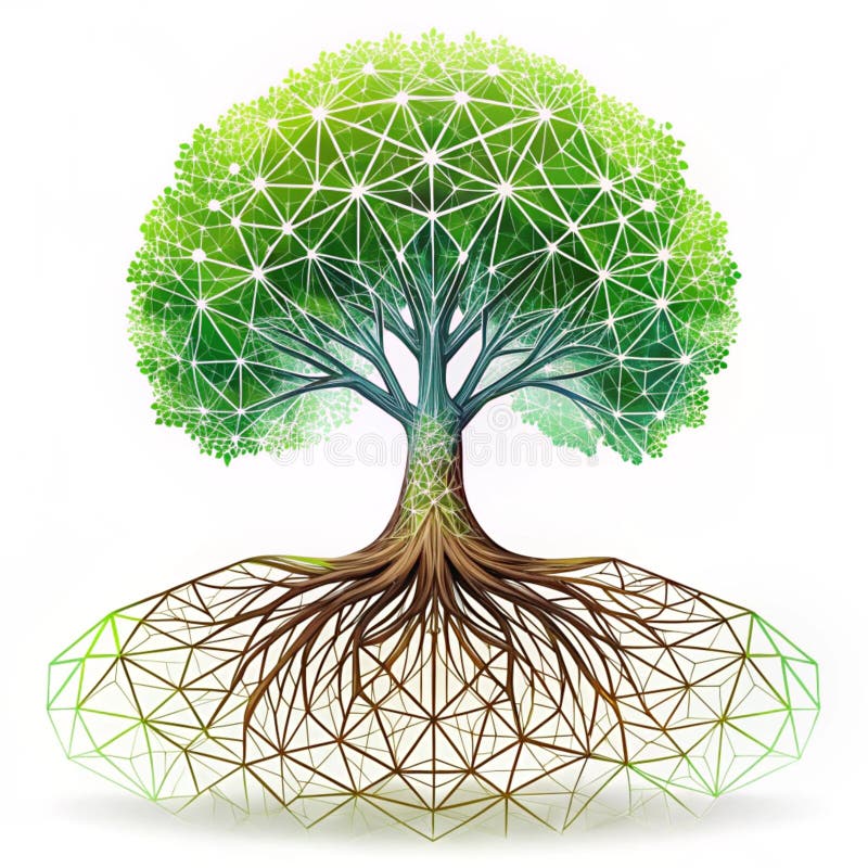 Geometric Tree with Abstract Roots Stock Illustration - Illustration of ...