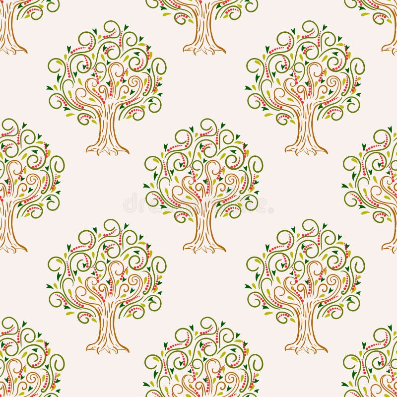 Apple Curly Tree Vector Illustration Stock Vector - Illustration of ...