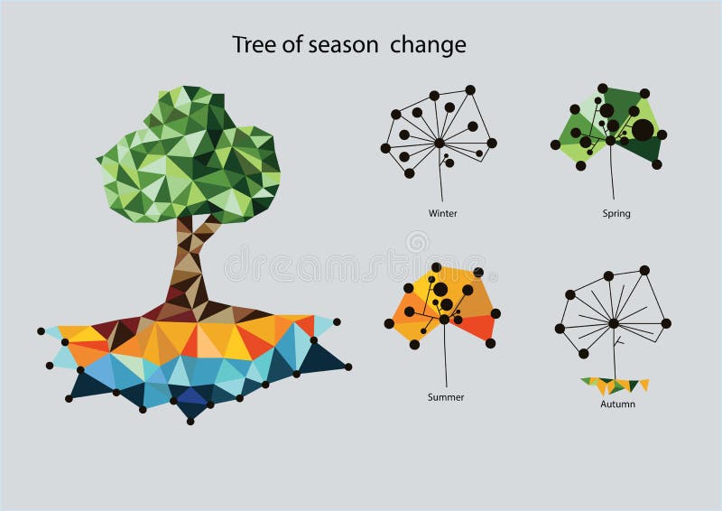 Tree of all season change stock illustration. Illustration of poly ...