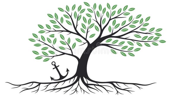 Tree with Anchor Roots Vector for Stability and Security, Vector Design ...