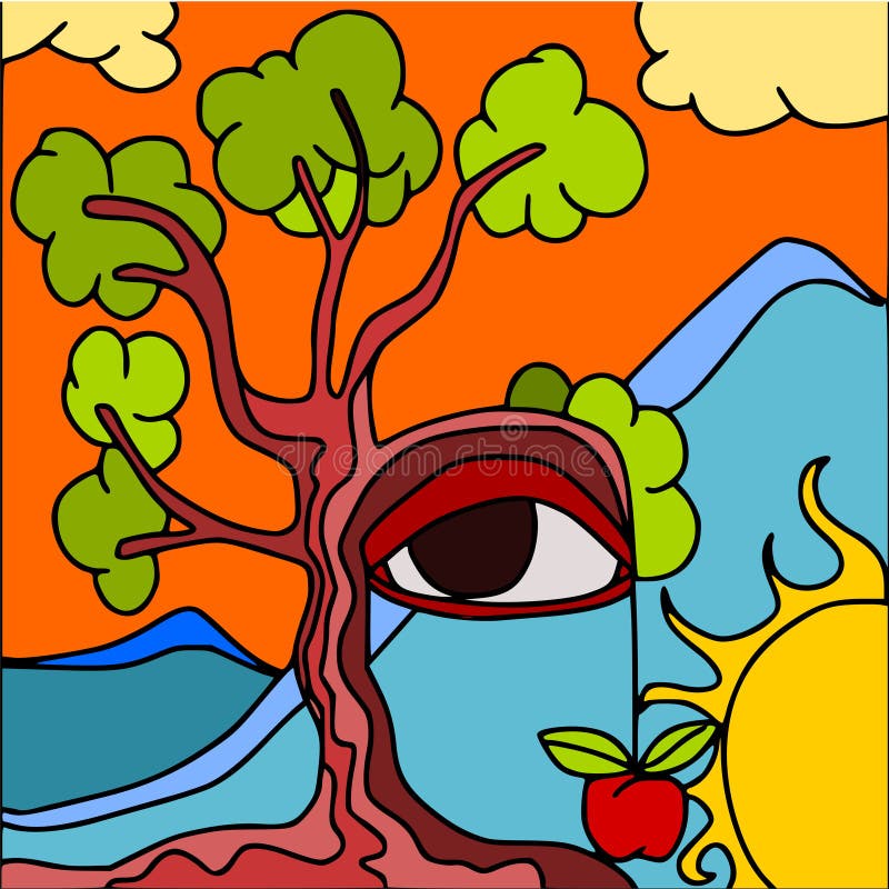 Tree and apple stock illustration. Illustration of abstract - 18850934