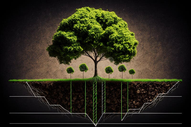 Tree Arranged As a Green Graph Sustainable Development Concept Planting ...
