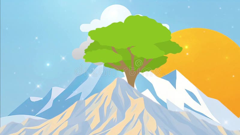 Tree Atop Mountain with Clouds and Sun. Stock Footage - Video of hill ...