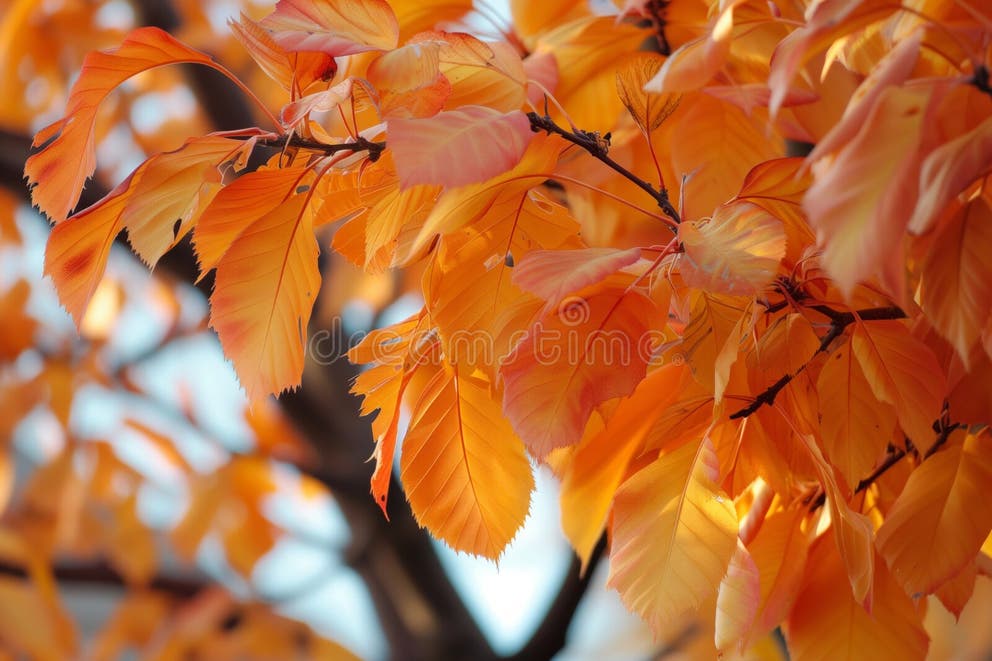 Tree with Autumncolored Feather Leaves Stock Photo - Image of fall ...