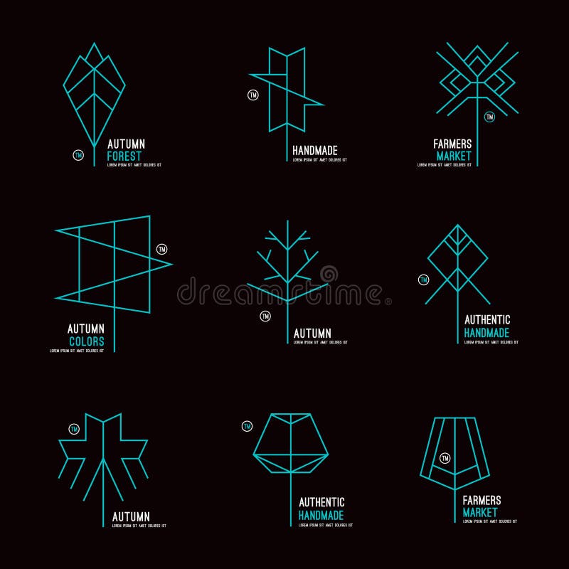 Tree Badges in Thin Line Style Stock Vector - Illustration of label ...