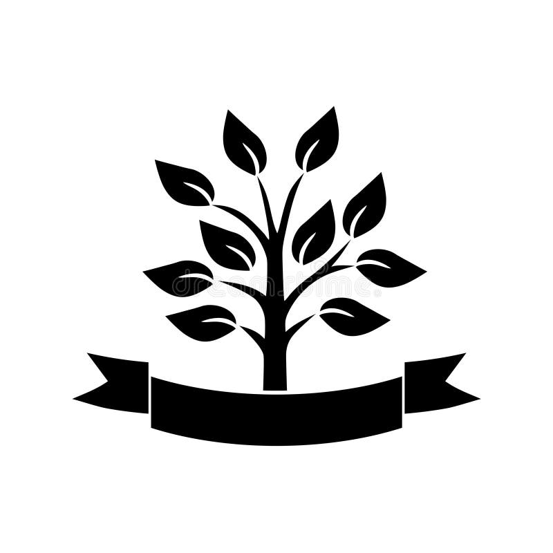 Tree with Banner Logo Isolated on White Background Stock Vector ...