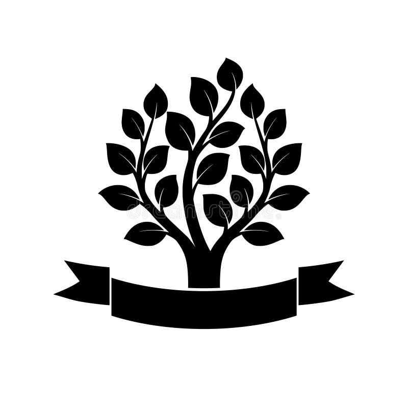 Tree with Banner Logo Isolated on White Background Stock Vector ...