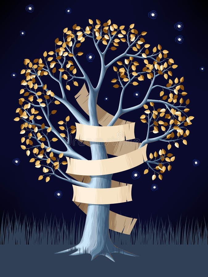 Tree with banner stock vector. Illustration of concept - 64834509