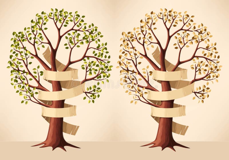 Tree with banner stock vector. Illustration of field - 64833334