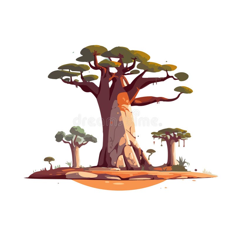 TREE of Baobab Grandidier Typical Tree of Madagascar Vector Stock ...