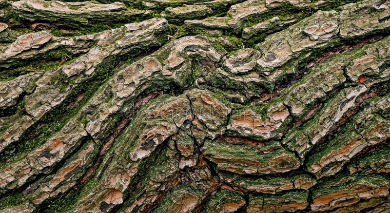 Tree Bark Texture with Twisted Patterns in Dark Brown and Mossy Green ...