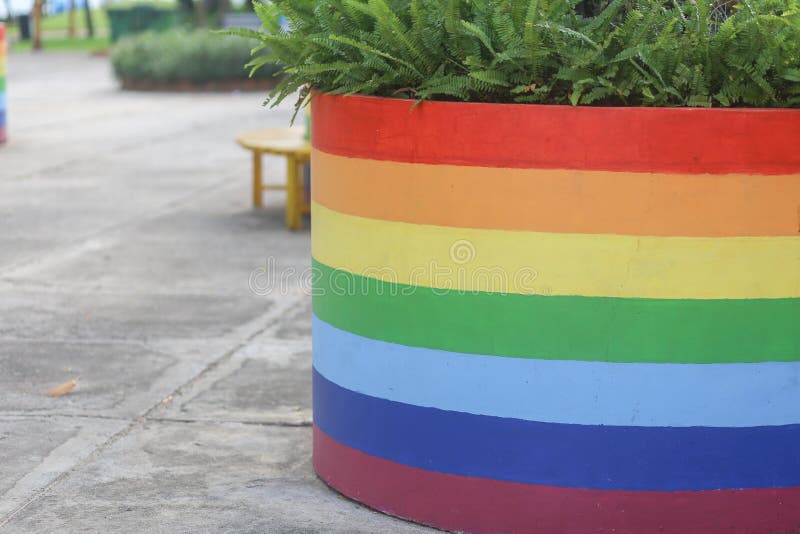 The Tree Basin is Decorated with Seven Colors of the Rainbow Stock ...