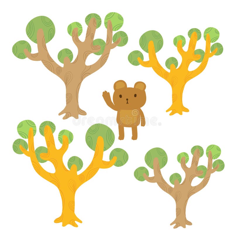 Tree and bear Cartoon stock vector. Illustration of design - 50725106