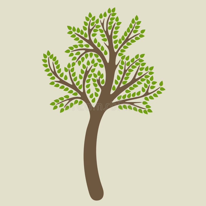 Tree on a Beige Background in Vector Stock Vector - Illustration of ...