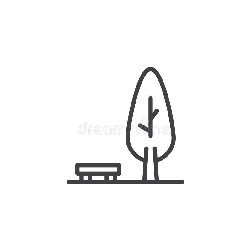Tree and Bench Outline Icon Stock Vector - Illustration of outdoor ...