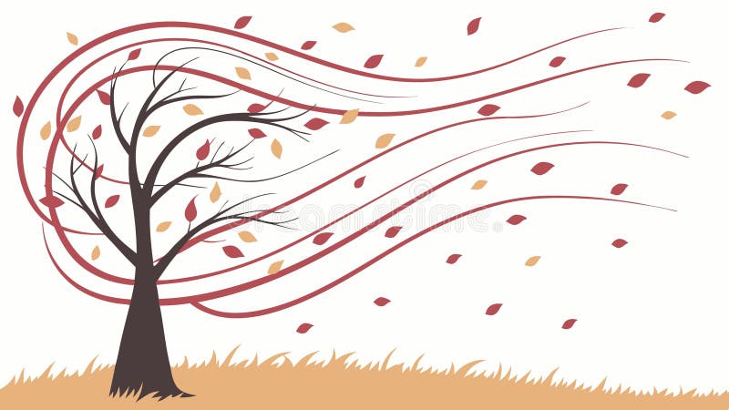 Tree Bending in Strong Wind Illustration, Vector Design Generative AI ...