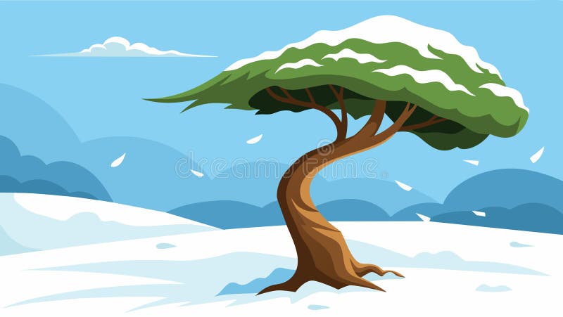 A Tree Bending Under the Weight of Heavy Snow but Still Standing Tall ...