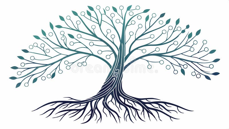 Tree with Binary Code Leaves, Digital Knowledge and Tech Growth Vector Design Generative AI ...