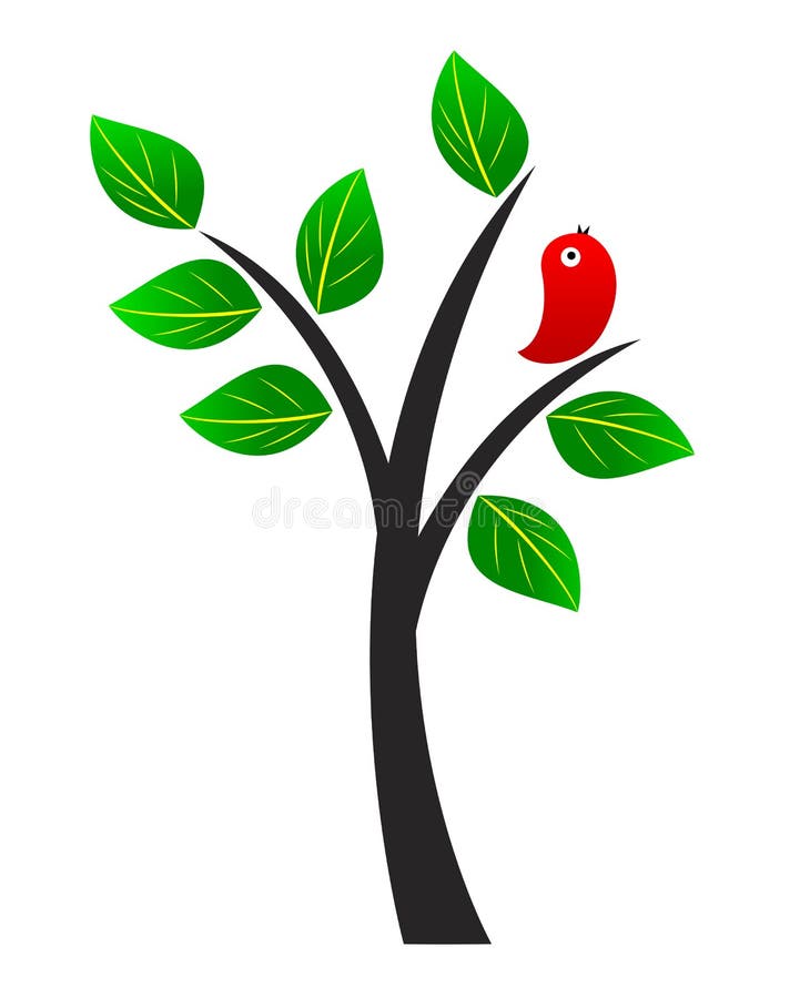 Tree and bird stock vector. Illustration of symbol, plant - 49619612