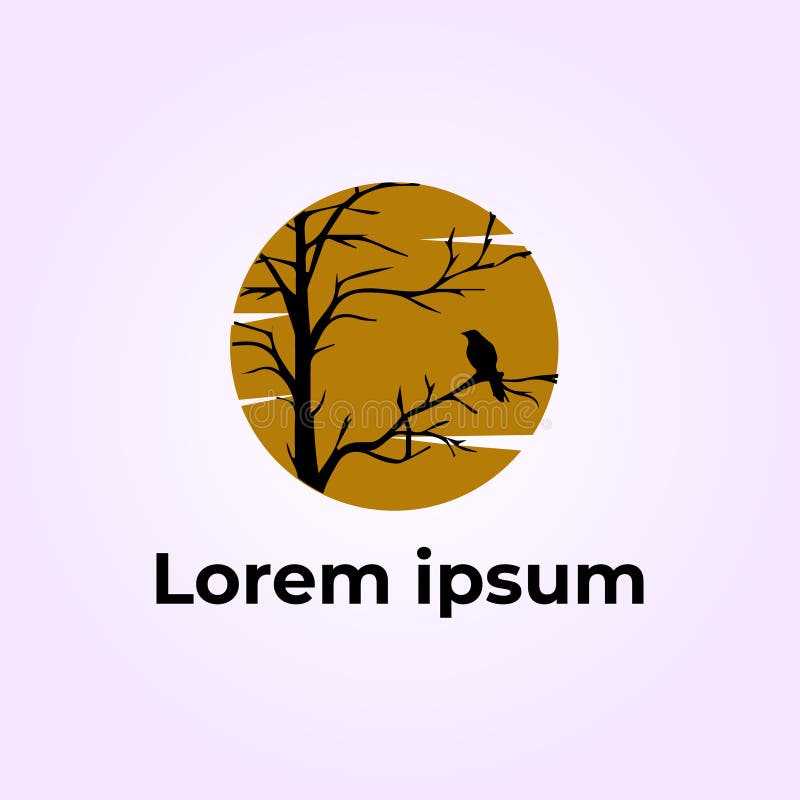 Tree with Bird Icon Logo Vector Landscape Design Template Stock Vector ...