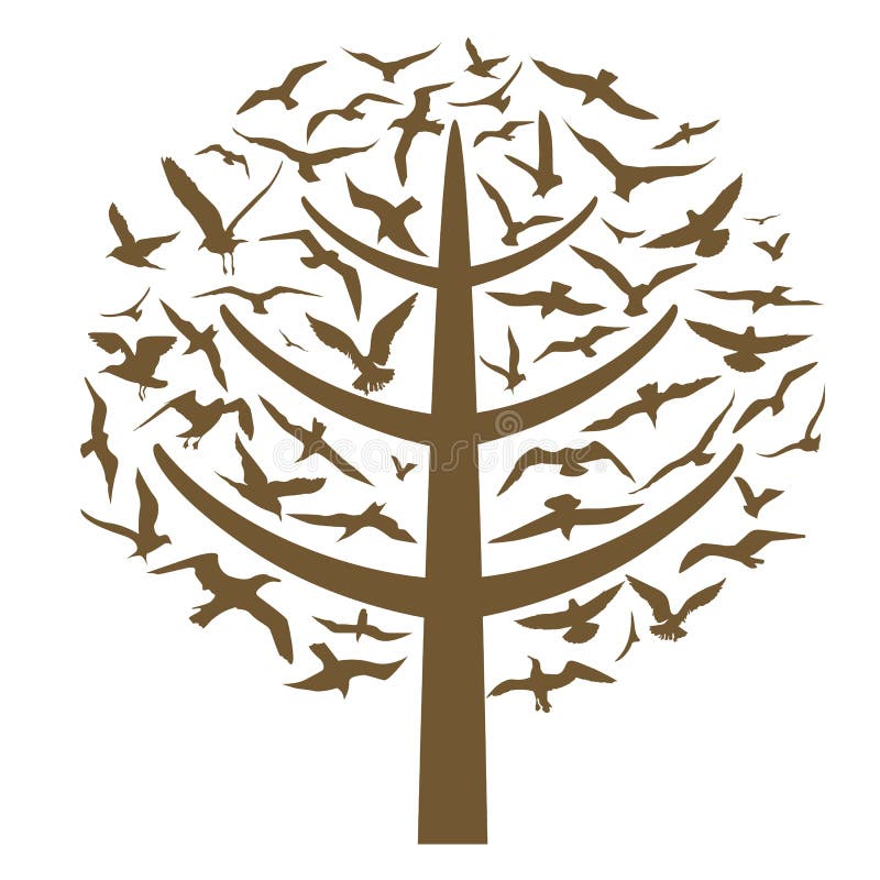 Tree with Pigeons and the Love Message Stock Vector - Illustration of ...