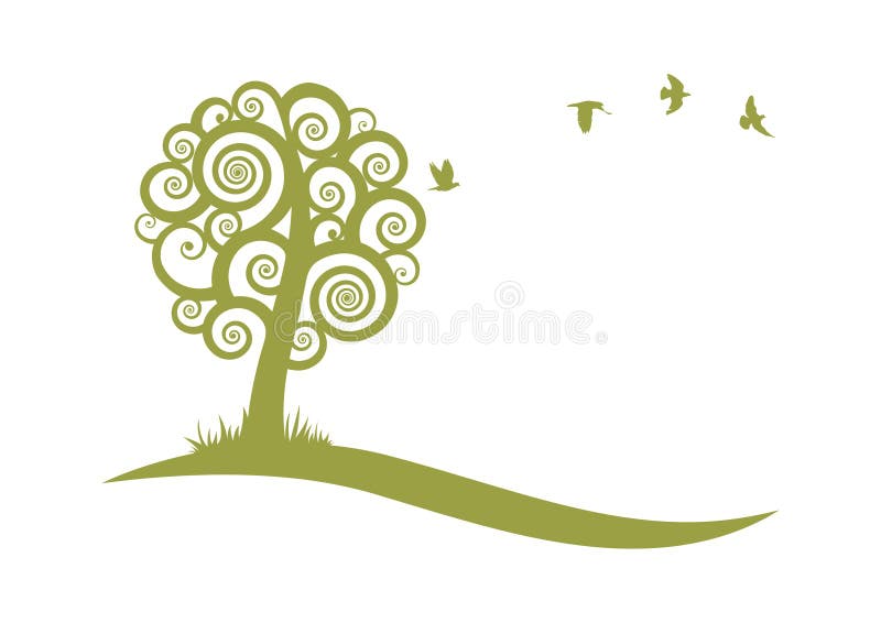 Tree with Birds. Vector Illustration Decorative Design Stock Vector ...