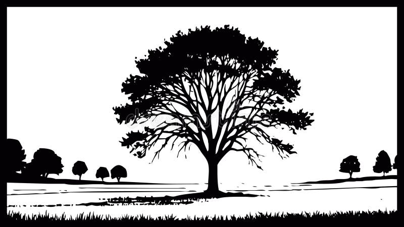 Tree . Black and White Botanical Illustration Stock Illustration ...