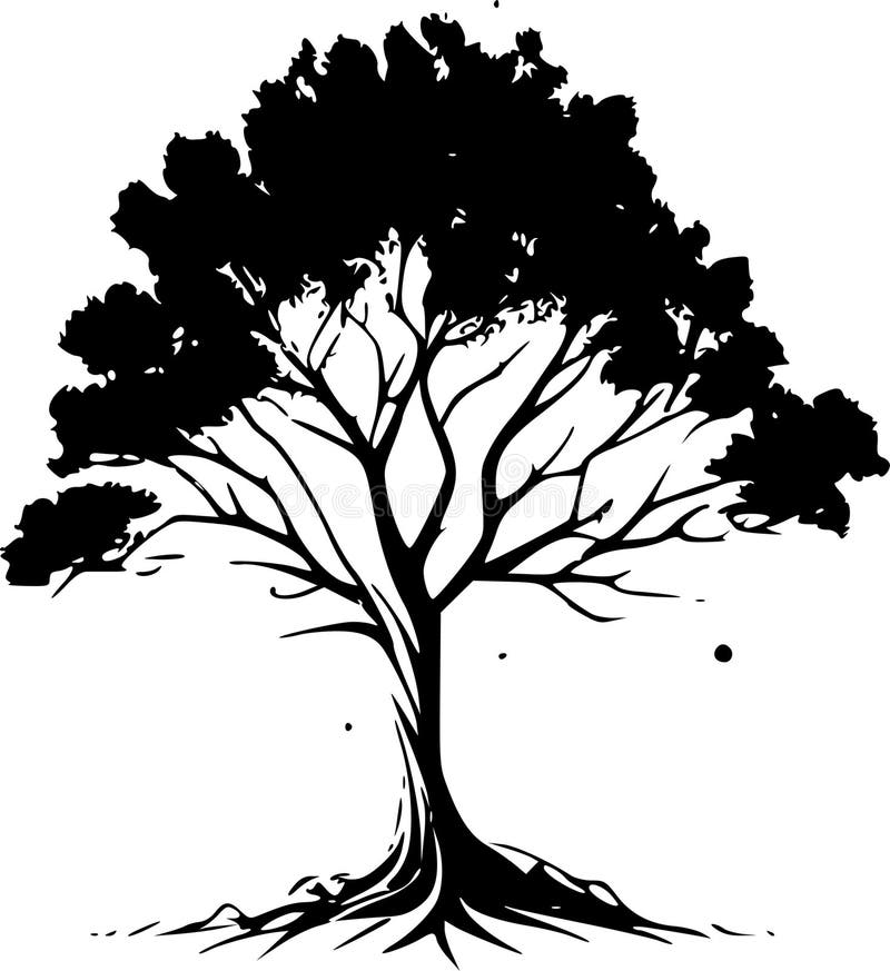 Tree - Black and White Vector Illustration Stock Illustration ...