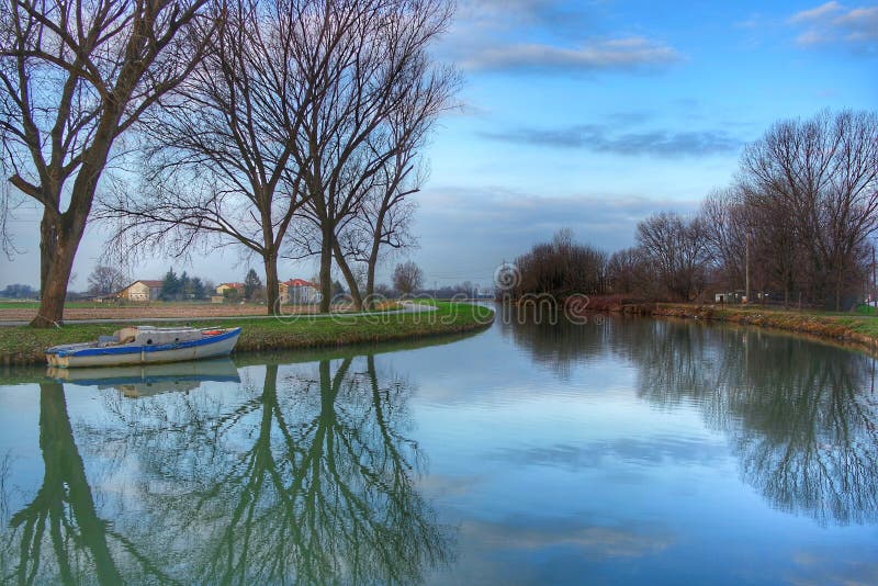 River stock photo. Image of river, tree, boat, landscape - 111796936