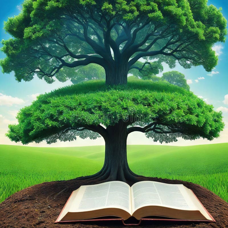 A Tree with a Book and a Book on it Stock Illustration - Illustration ...