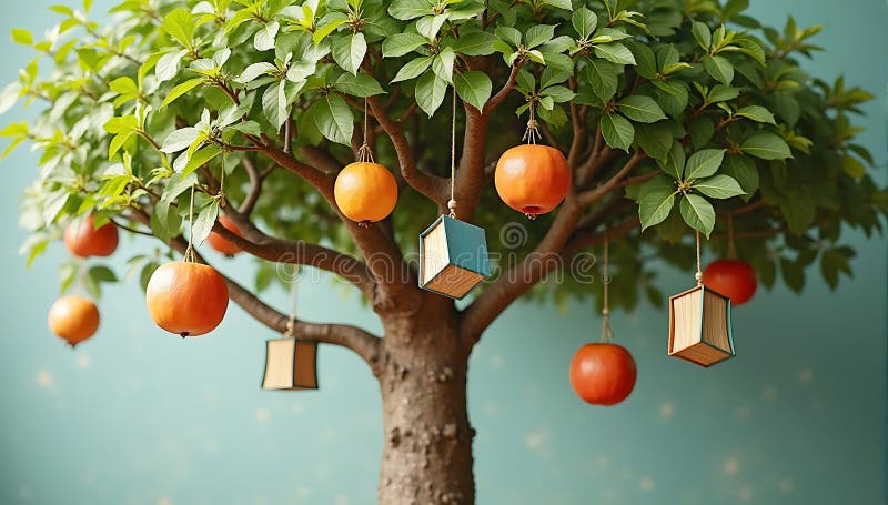 A Tree with Books Hanging from Its Branches Like Fruit, Symbolizing the ...