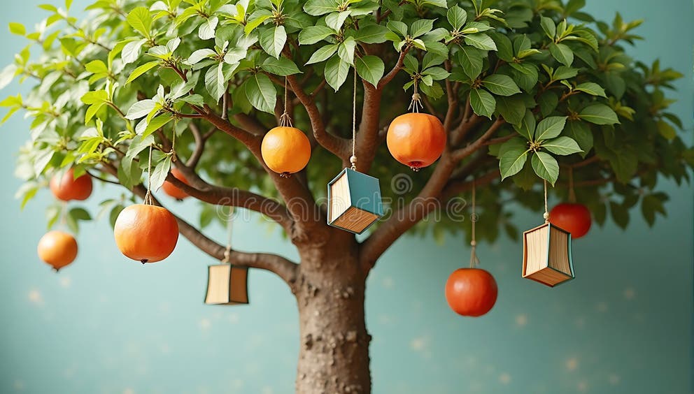 A Tree with Books Hanging from Its Branches Like Fruit, Symbolizing the ...