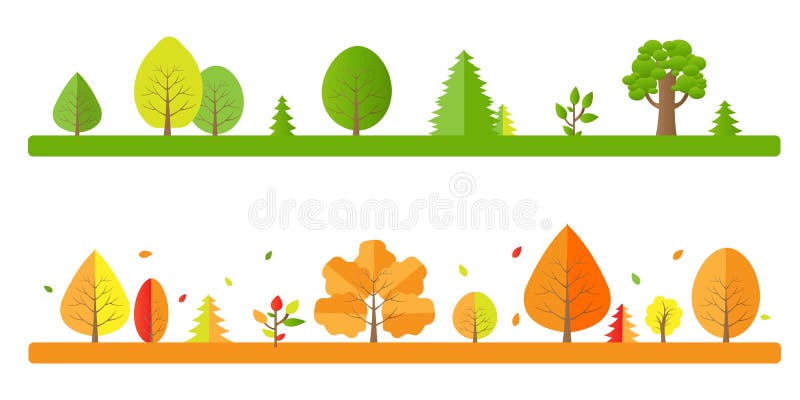 Tree Borders Set with Isolated White Background Stock Vector ...