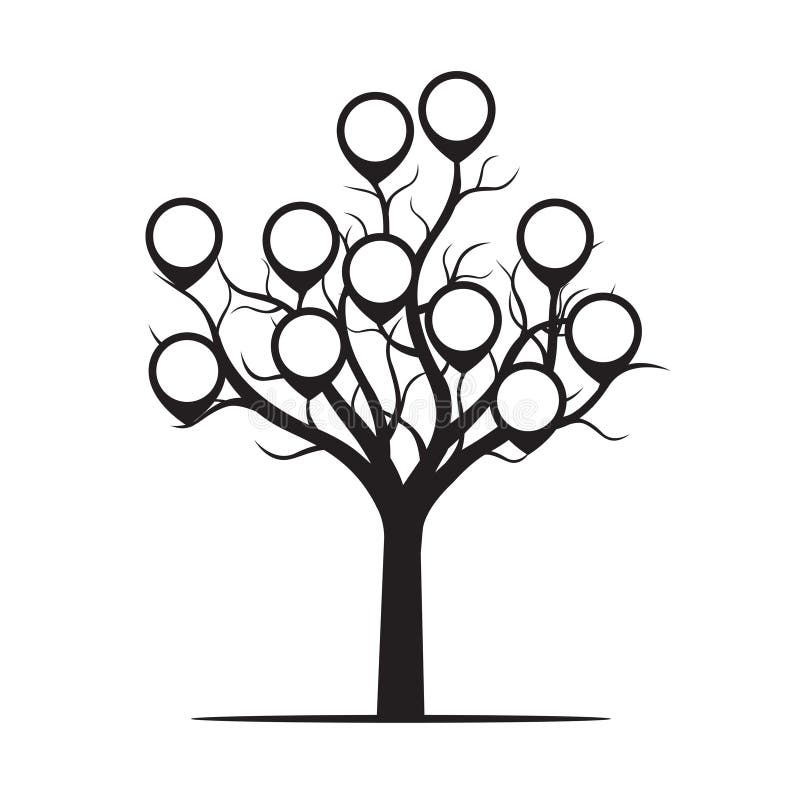 Black Tree with Borders Vector Illustration. Stock Vector ...