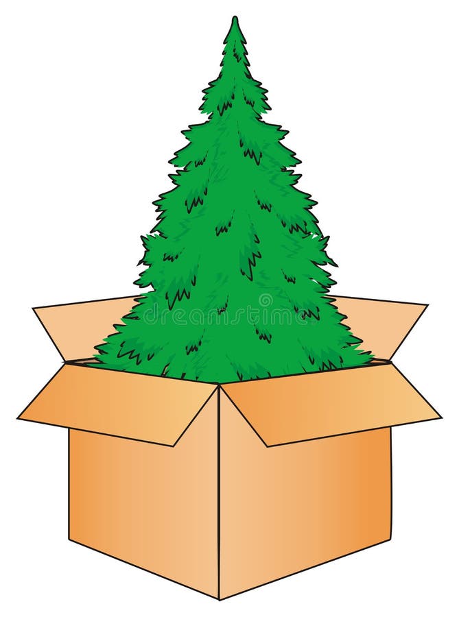 Tree in box stock illustration. Illustration of christmas - 96337181