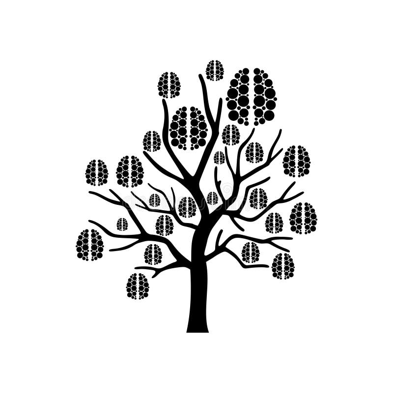 Tree Brain Concept Icon Isolated on White Background Stock Vector ...