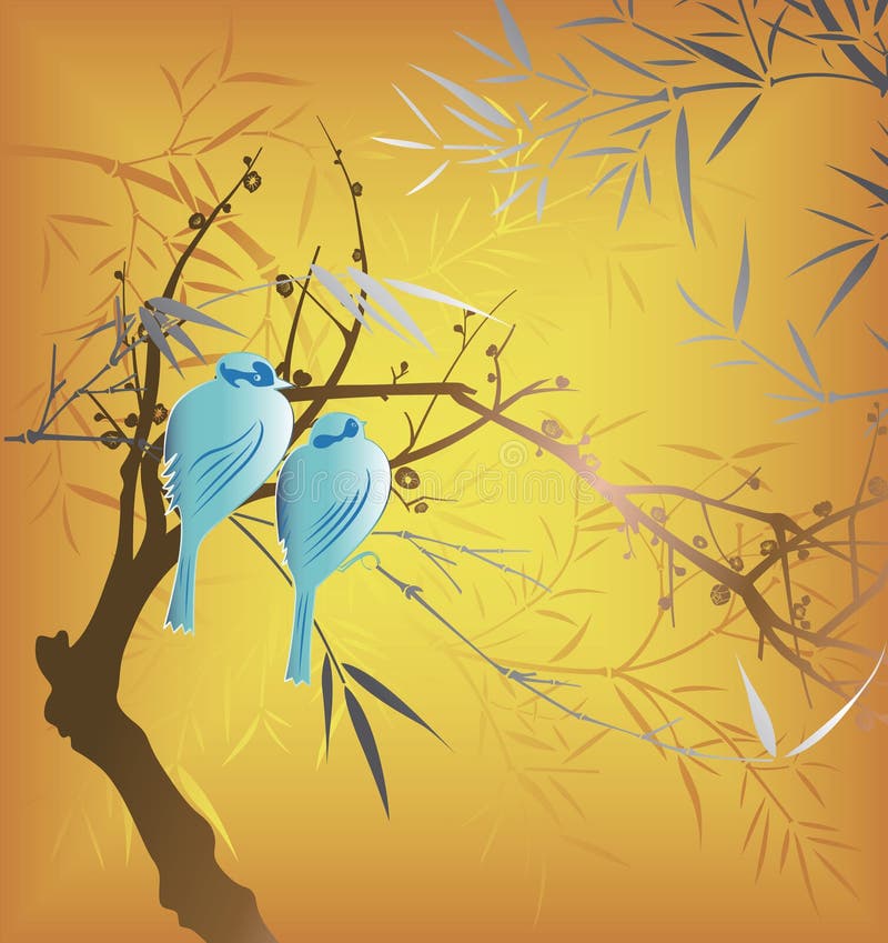 Tree Branch and Birds stock vector. Illustration of style - 15233387