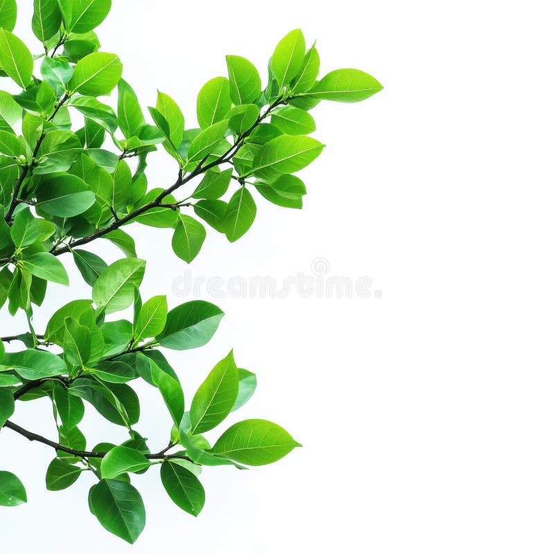 Tree Branch on Corner, Foliage Leaves Isolated Background Stock ...