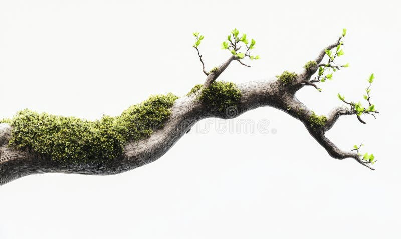 A Tree Branch Covered in Moss Stock Illustration - Illustration of ...