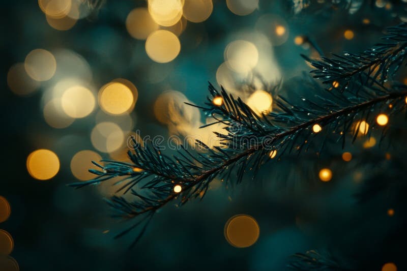 A Tree Branch, Covered in Snow, Shining Under the Light of a Camera ...