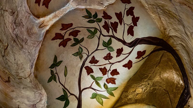 Tree Branch Leaves Abstract Art Painting Stock Image - Image of branch ...