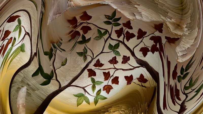 Tree Branch Leaves Abstract Art Painting Stock Photo - Image of leaves ...