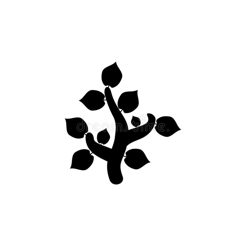 Tree Branch with Leaves Solid Flat Vector Icon Isolated on White ...