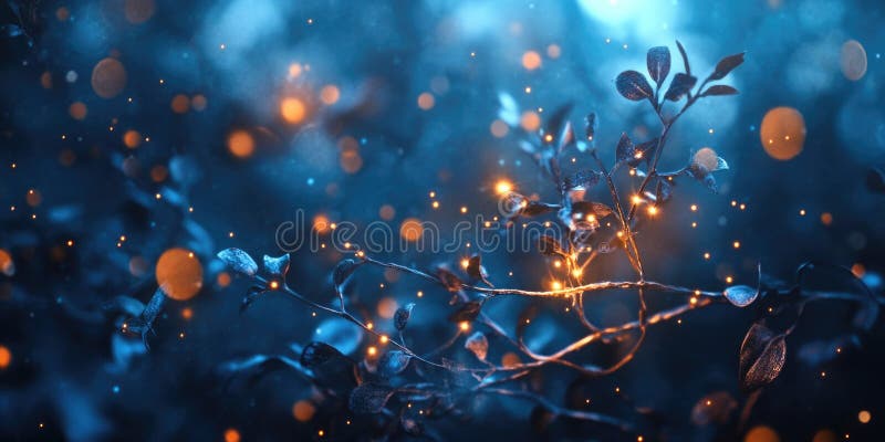 Tree Branch with Lights stock image. Image of generated - 381752669