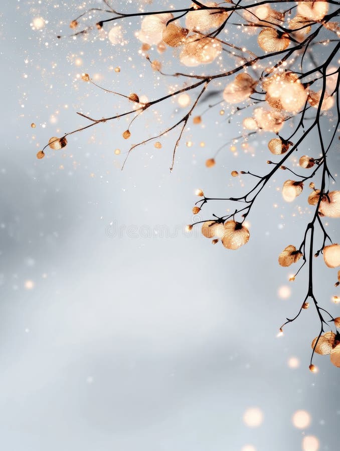 A Tree Branch with Lights on it Stock Illustration - Illustration of ...