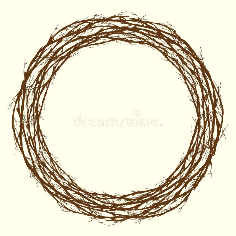 Tree Branch Lines Circle Frame Stock Illustration - Illustration of ...