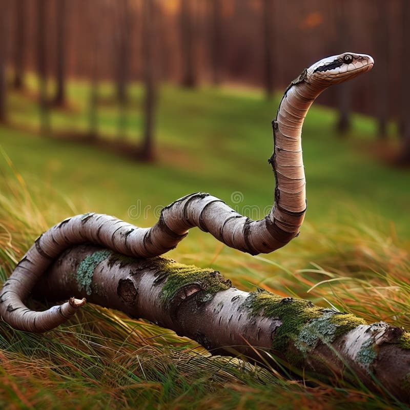 A Tree Branch that Morphs into a Slithering Snake, Gli Stock Image ...